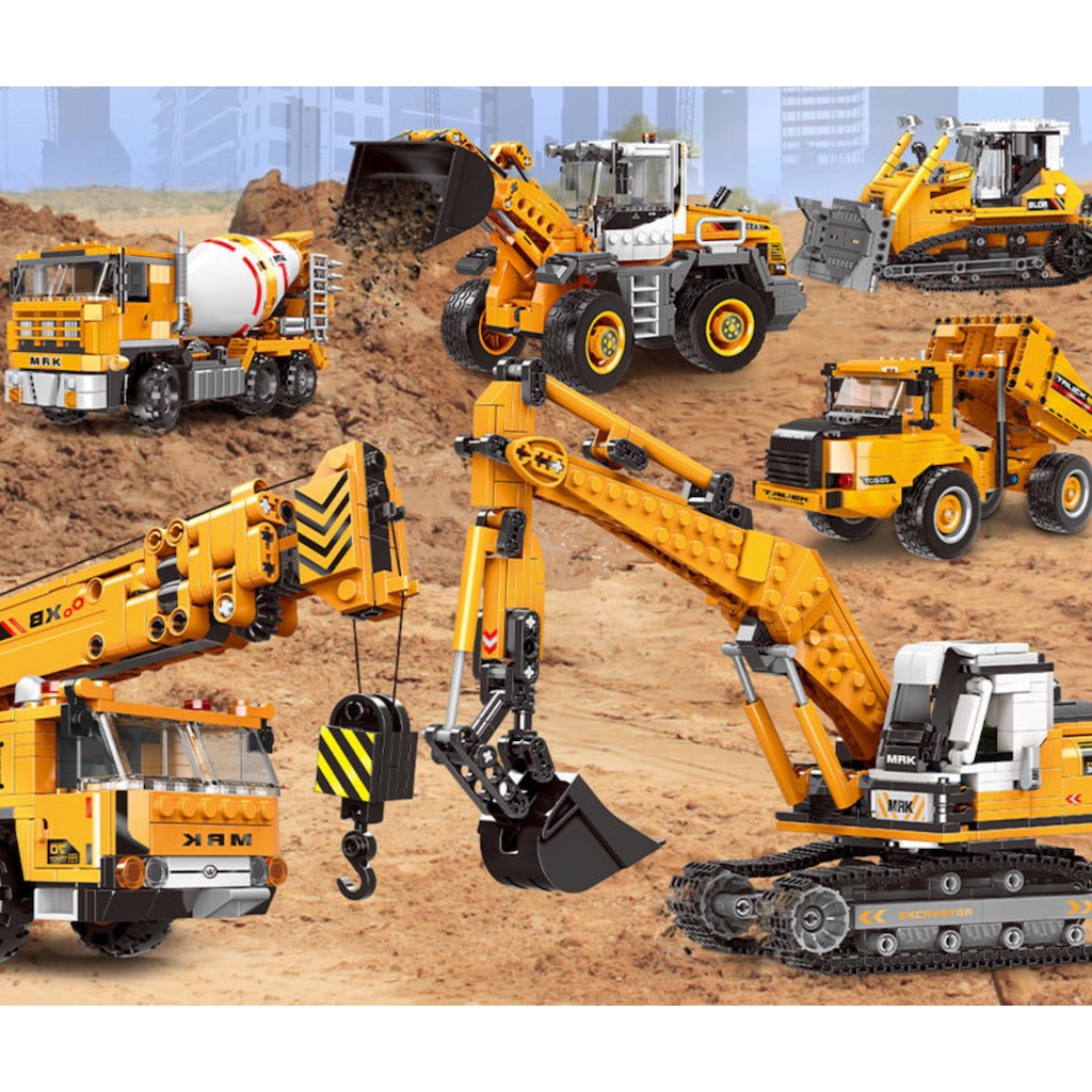 MOC Technic City Construction Figure Dump Truck Forklift Loader Crane ...