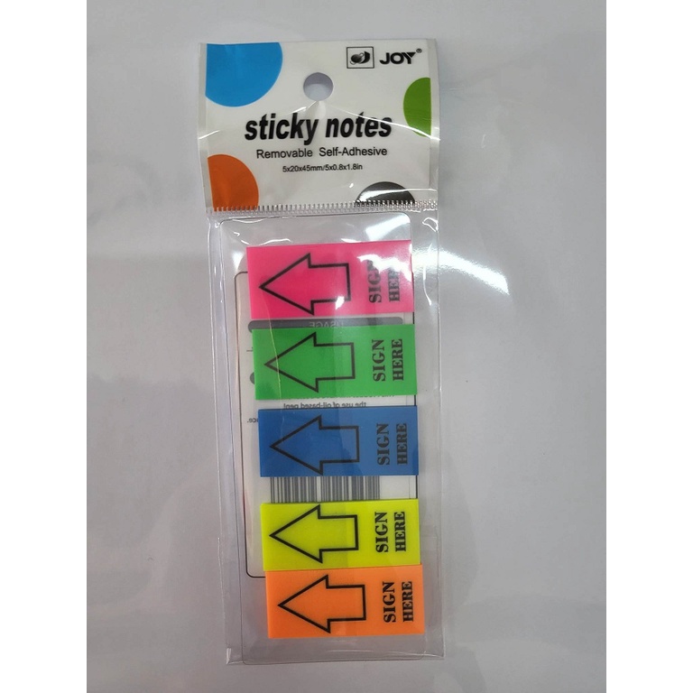 Joy Sticky Notes Stylish Film Index PET 5 in 1 Sign Here Arrow Flag ...