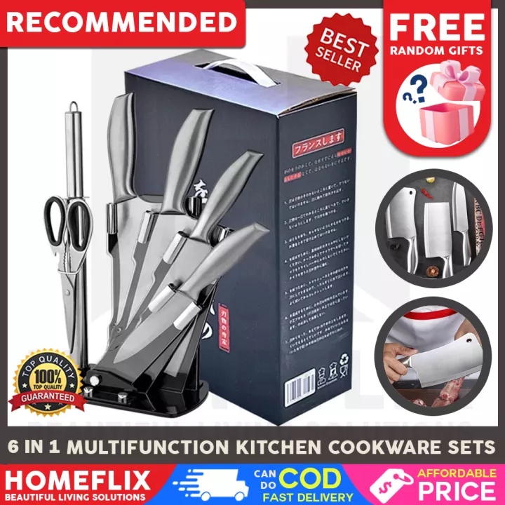 High Quality Stainless Steel Multifunction Kitchen Knife Sets 6-Piece ...