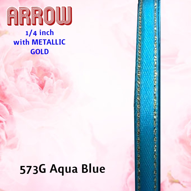 Satin Ribbon ARROW 1/4 inch with Gold Lining (50 yards/roll) decorative ...