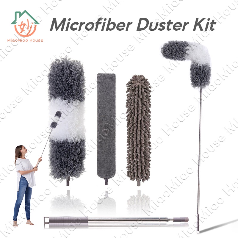 Microfiber Duster Kit Extendable Dusters Long Microfiber Feather Duster ...