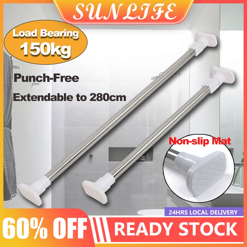 Sunlife Punch-free Telescopic Rod Adjustable Stainless Steel Shower ...