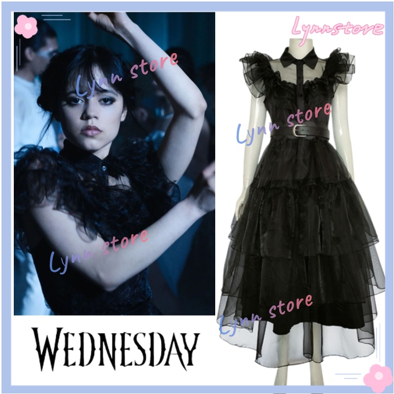 Adult/Kid WEDNESDAY ADDAMS Cosplay Dress Full Set Girls Gothic Style ...