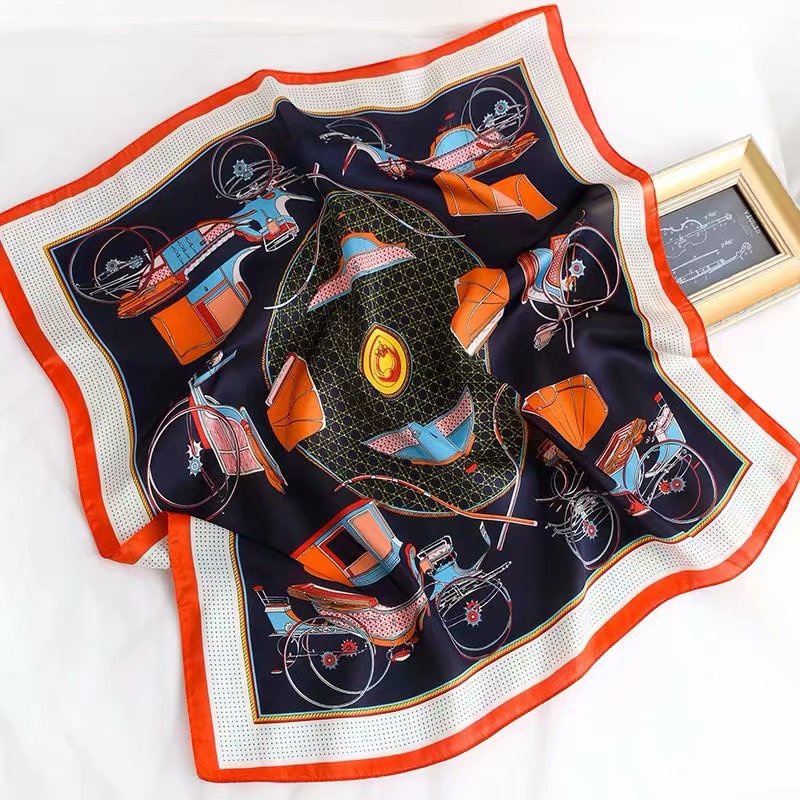 70*70cm Luxury Brand Silk Scarf Women Print Hair Neck Square Scarves ...