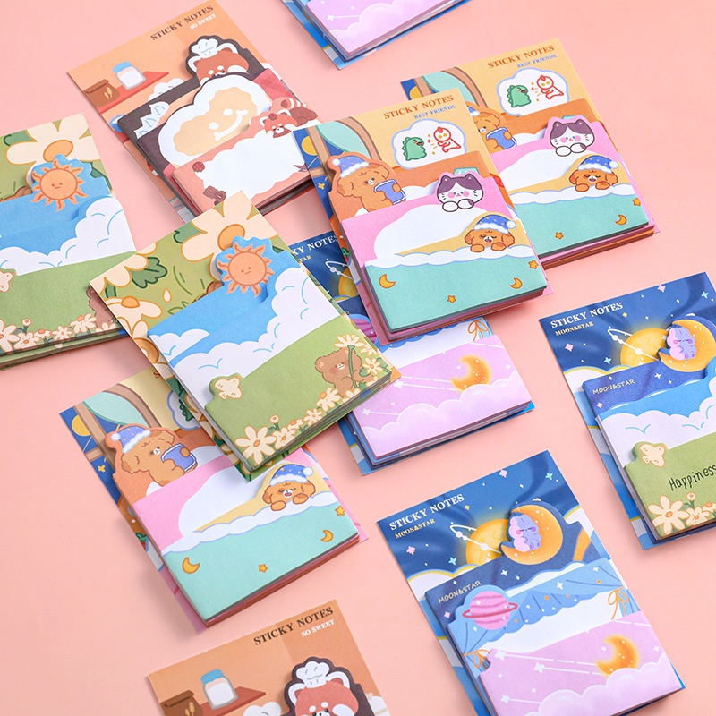 90sheets Color Sticky Notes Index Memo Pad Bookmarks Cute Scheduler ...