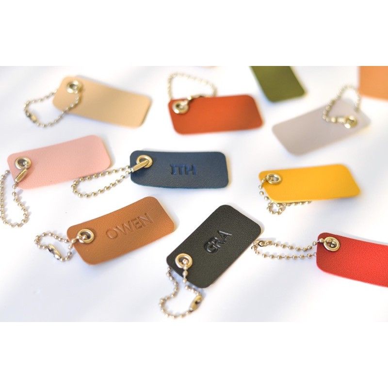 personalized Leather tag / Keychain / luggage / bag tag / Ball chain ...