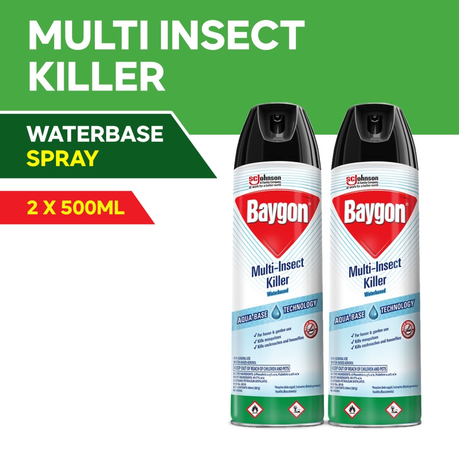 Baygon Multi Insect Killer Water-Based Twin (500ml x 2) | Shopee ...