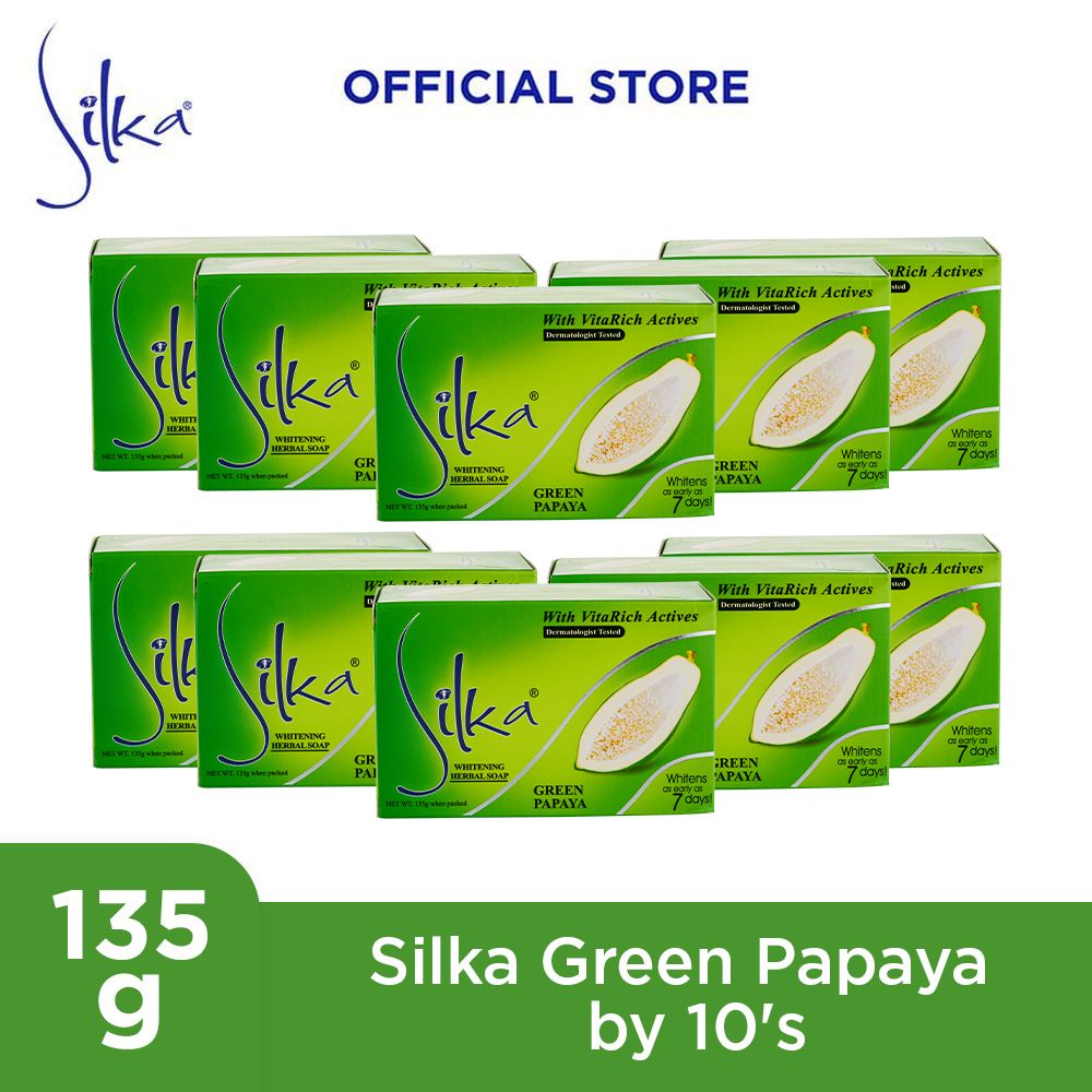 Silka Green Papaya Soap 135g by 10's | Shopee Philippines