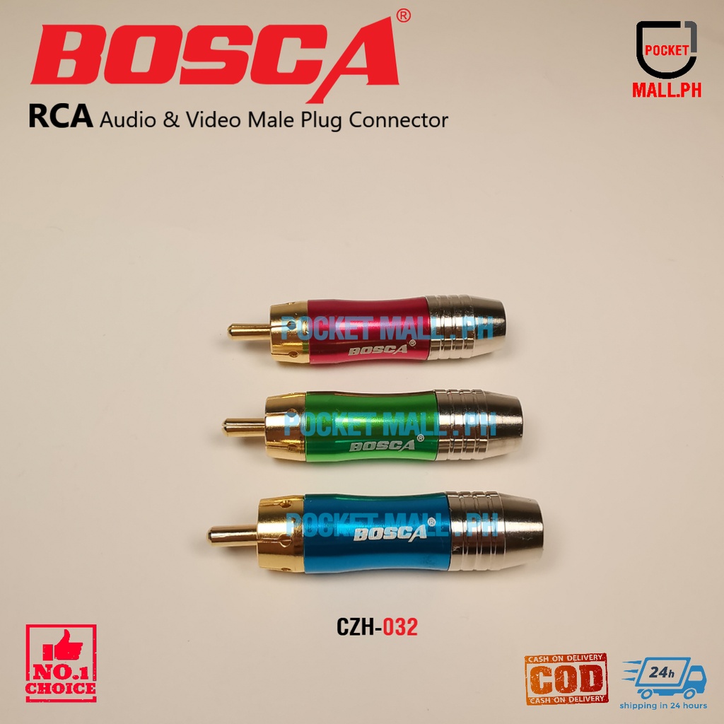 BOSCA RCA Gold-Plated Male Plug Connector Audio Video Locking Cable ...