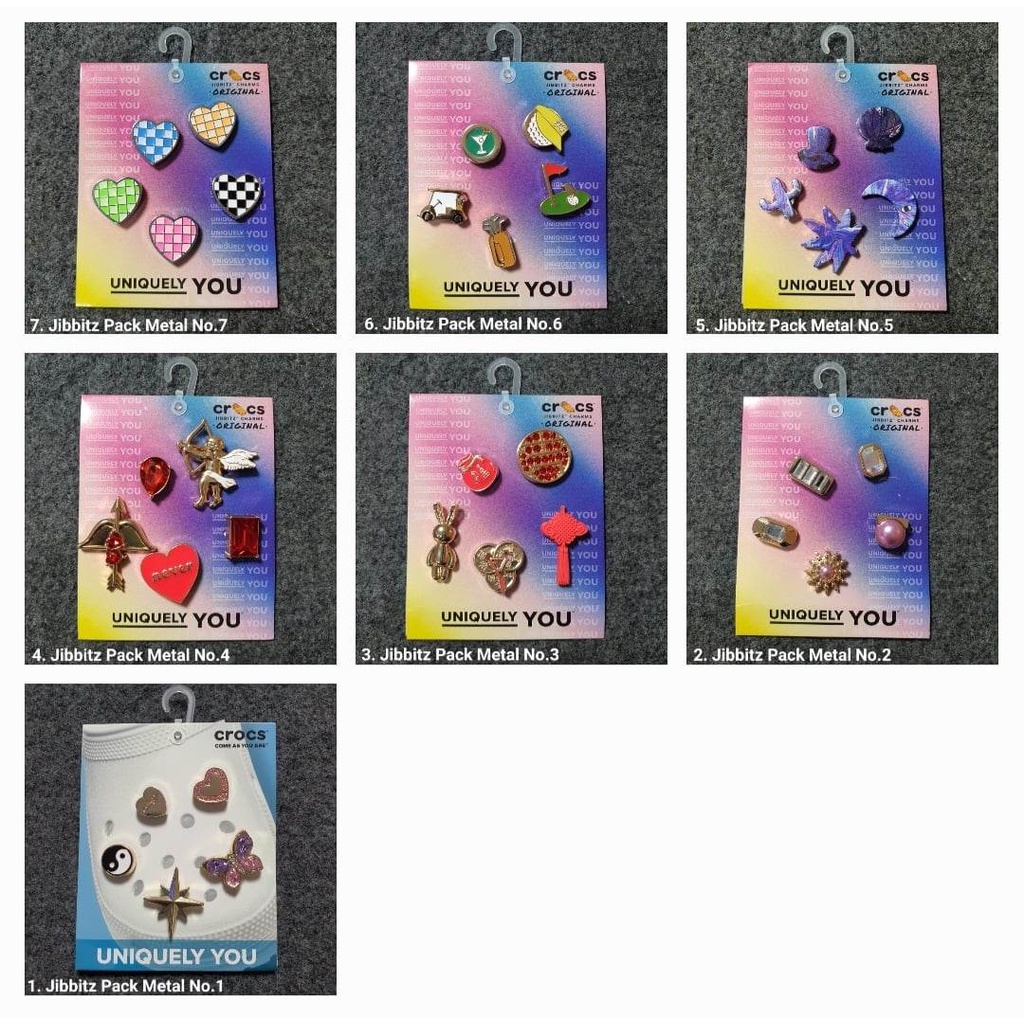 ONHAND Authentic Jibbitz Pack Metal designs 1 - 7 Hole Shoes Charms ...