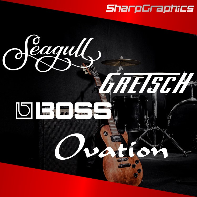 Seagull Gretsch Boss Ovation Guitar Music Brand Sticker Decal | Shopee ...