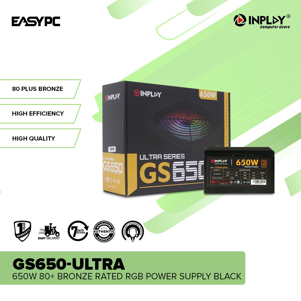 EasyPC | InPlay GS750-Ultra 750W,450W and 650W 80+ Bronze Rated Fan RGB ...