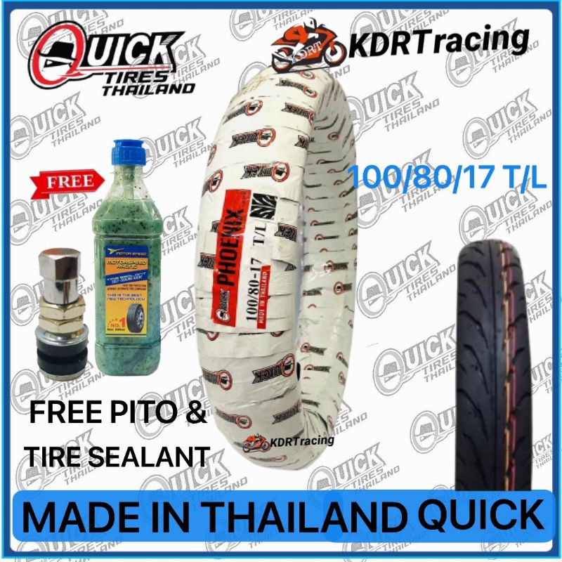 QUICK TIRE FREE TIRE SEALANT & PITO PHOENIX TUBELESS By 17 110/70/17 ...