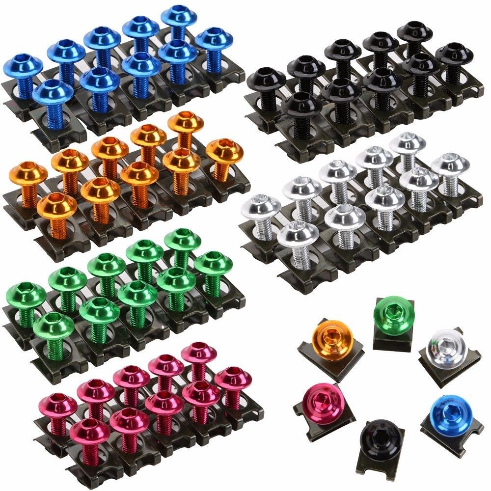 10PCS Motorcycle Screw Colorful CNC Aluminum Alloy Body Screw with Clip ...