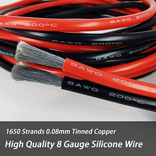 4 AWG 8 AWG 10 AWG 12 AWG 13 AWG 14AWG 18AWG Gauge Wire Silicone Flexible Cable Red or Black ...