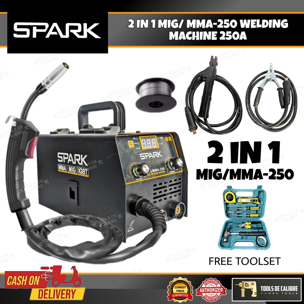SPARK 250AMP 2in1 MIG/ARC Gasless Inverter Welding Machine with FREE ...