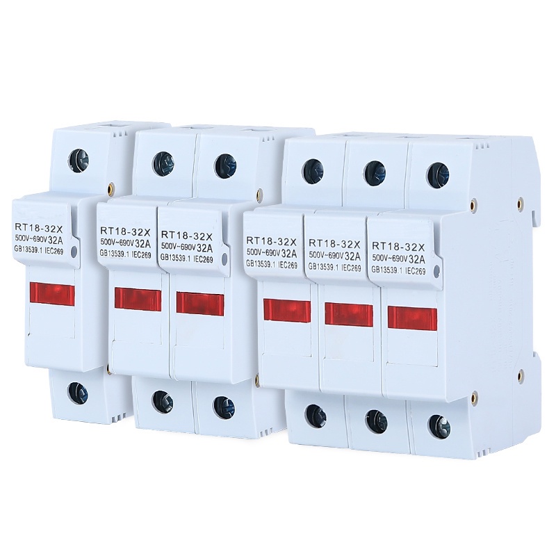 RT18-32X AC 380V 1P 2P 3P 4P 32A DIN Rail Mount cylinder fuse base Suitable for 10x38MM FUSE ...