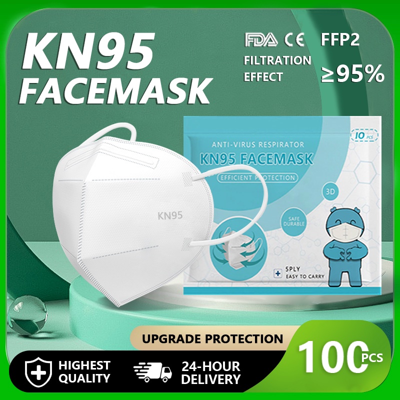 100 pcs KN95 Mask 5 Ply Medical Original Facemask 100pcs 5D FDA ...