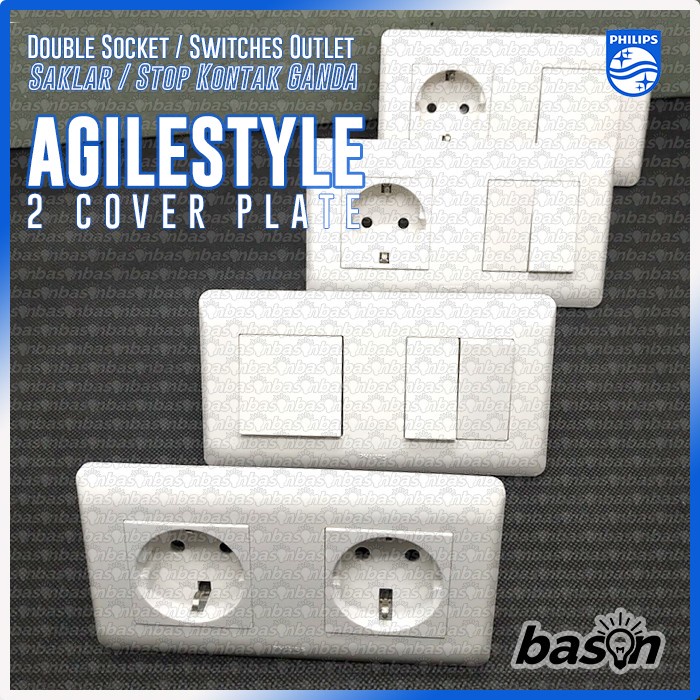 Philips AgileStyle Double Socket Outlet - Double Socket Switch/Stop ...