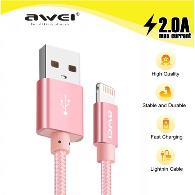 Awei Original Short Charging Cable iPhone Fast Charger | Shopee Philippines