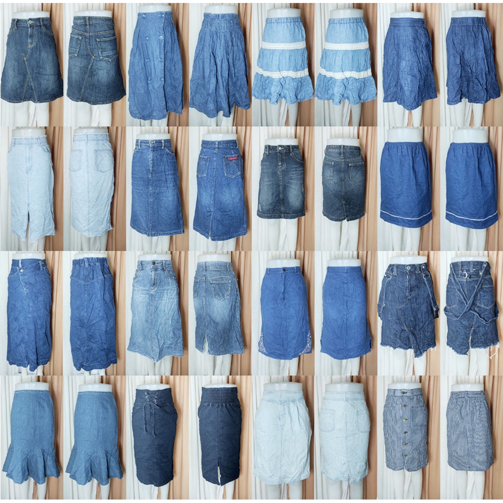 Preloved Jeans Maong Denim Midi Skirts ( Below the Knee, Vintage ...