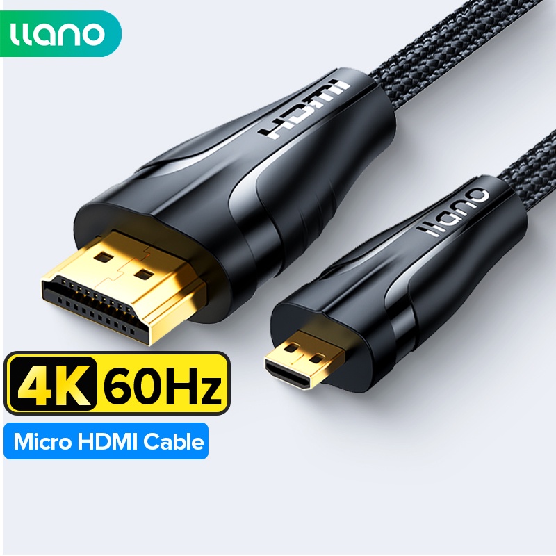 llano Micro HDMI to HDMI Cable 2.0 4K 60Hz Pure Copper Gold Plated High ...