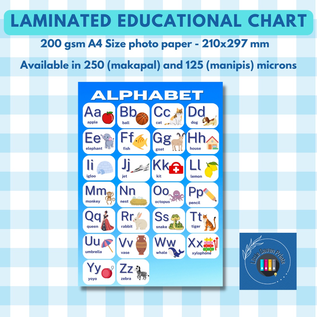 LAMINATED EDUCATIONAL CHART FOR KIDS | Shopee Philippines