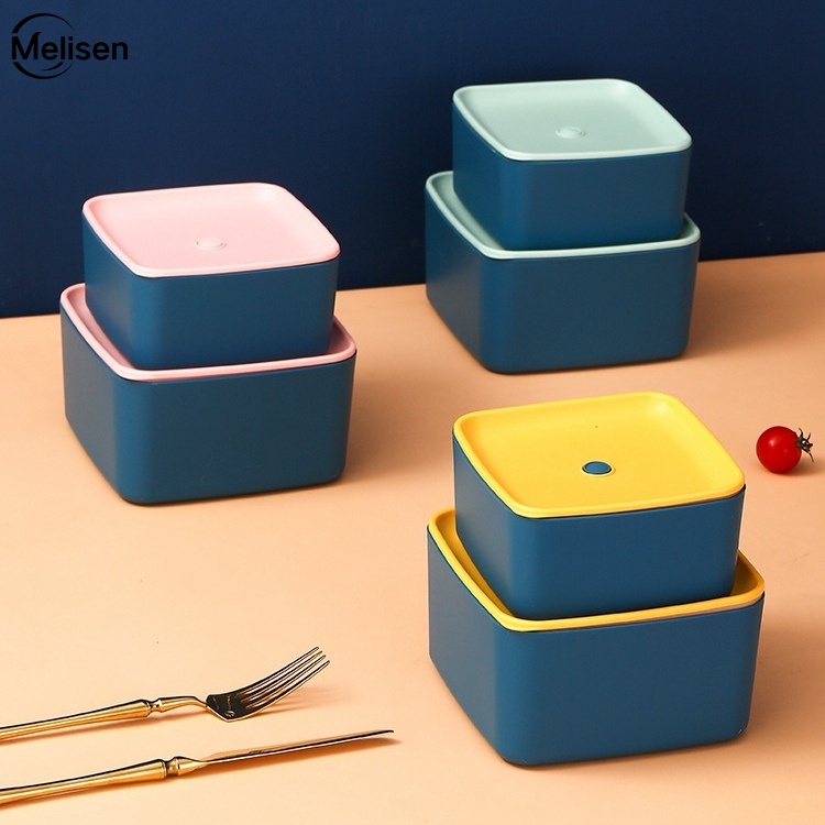 Lunch Box Set Bento Box 2 in 1 Square Lunch Box Leakproof Food Storage ...