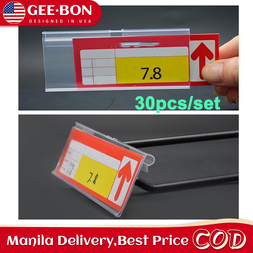 GEEBON 30pcs Price Tag Sign Label PVC Shelf Display Hanging Holder For ...