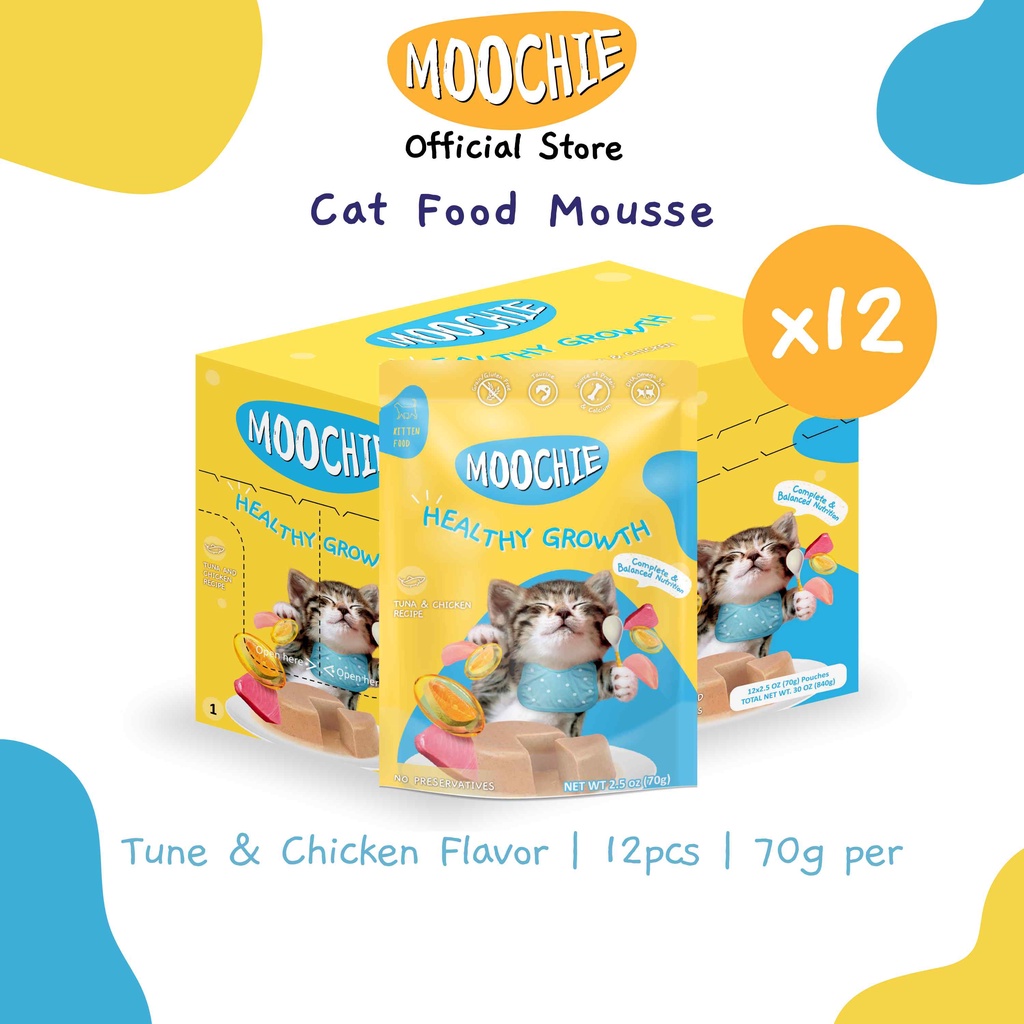 Moochie Value Box Wet Cat Food Mousse Healthy Growth Tuna And Chicken ...