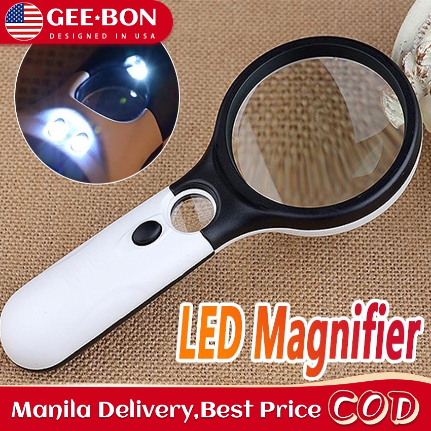 GEEBON 3X 45X Magnifying Glass Lens Handheld LED Microscope Reading ...