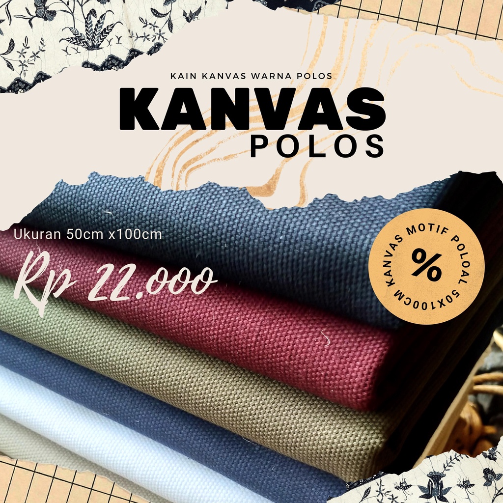 KATUN 12oz Thick Plain Cotton Canvas Fabric Size 100cm x 50cm | Shopee ...