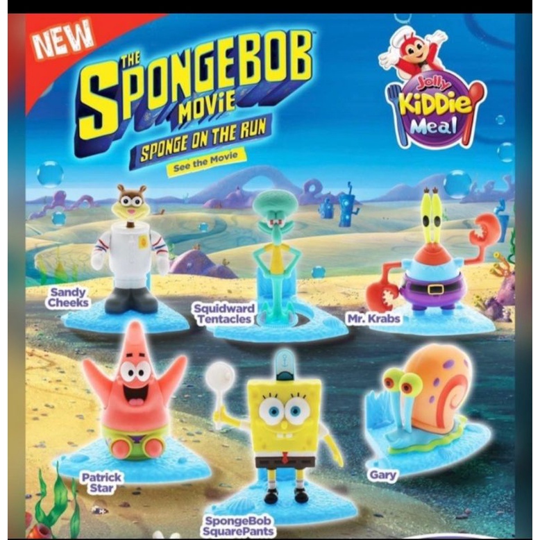 Jollibee Spongebob Movie complete set of 6 Kiddie Meal sealed Gary ...
