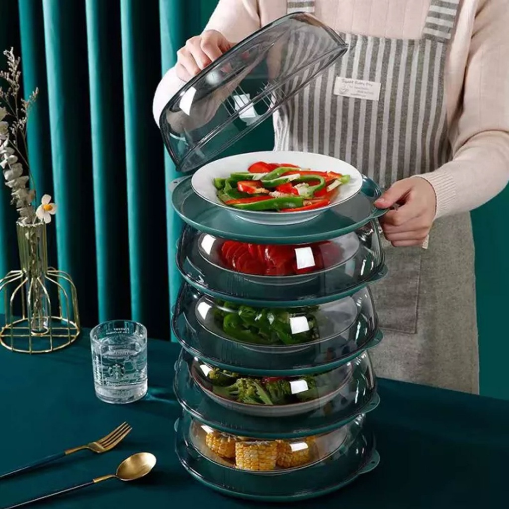 5 Layer Food Protector Stackable Food Cover Insect-proof | Shopee ...