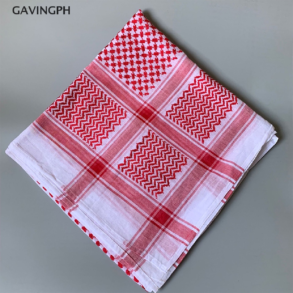 [GAVFACC] Muslim Men Plaid Print Headscarf Arab Dubai Turban Neck Wrap ...