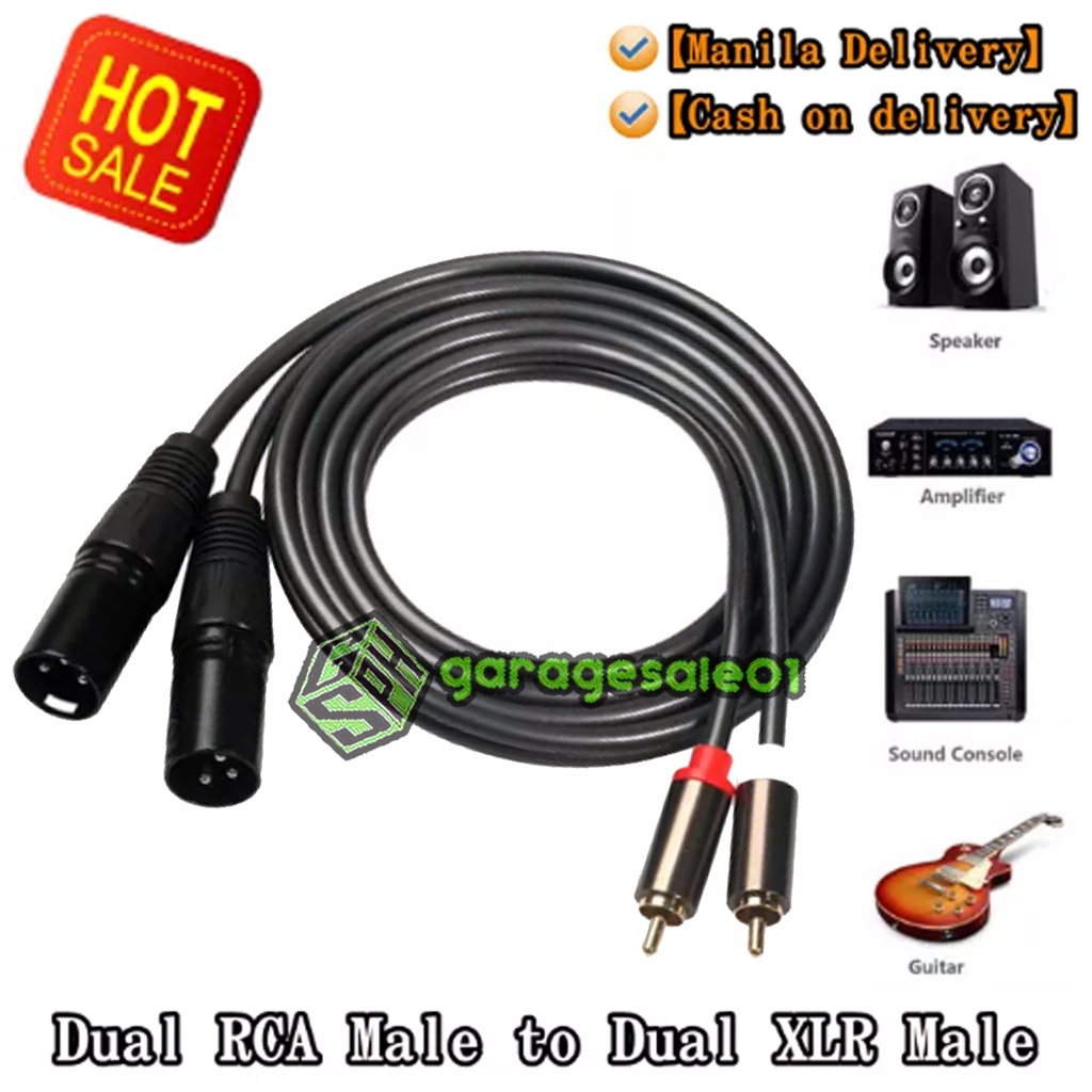 Dual RCA Male To XLR Male Cable 2 Xlr To 2 RCA Plug Adapter Hi-Fi ...