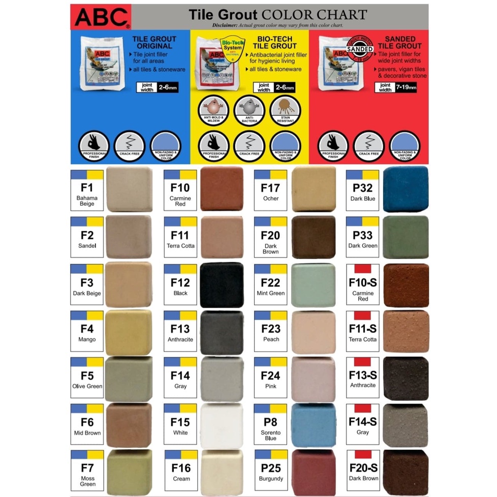 ABC Tile Grout Original 5kg (Choose Color) | Shopee Philippines