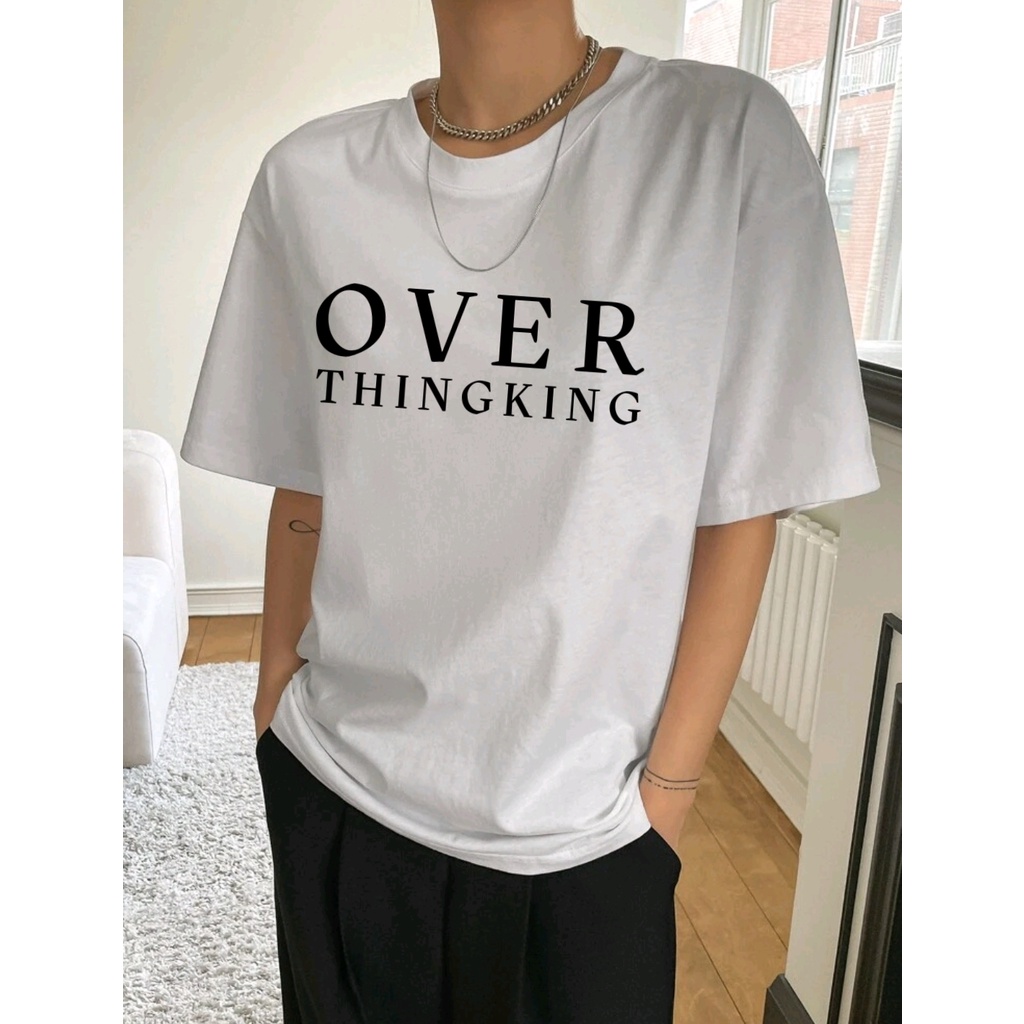 Oversize Round Neck Letter T-shirt Printed Top Tee shirt Tops free size ...