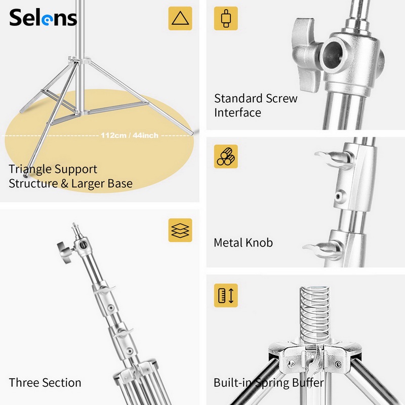 Selens 210CM Light Stand Tripod Stainless Steel Heavy Duty Stand for ...