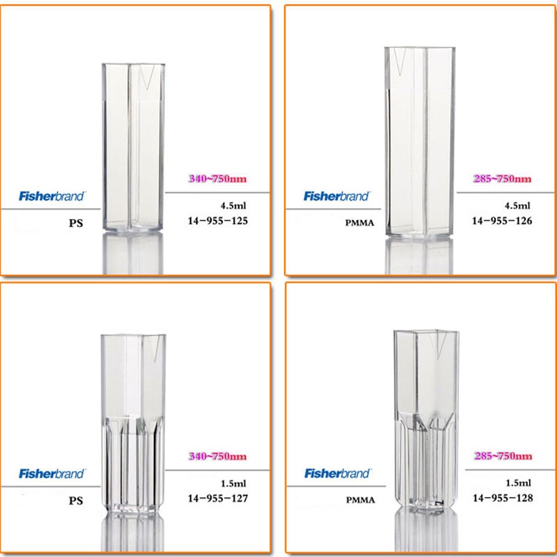 100PCS Plastic Cuvette 1.5ml 4.5ml Fisherbrand Semi-micro Double/Four ...