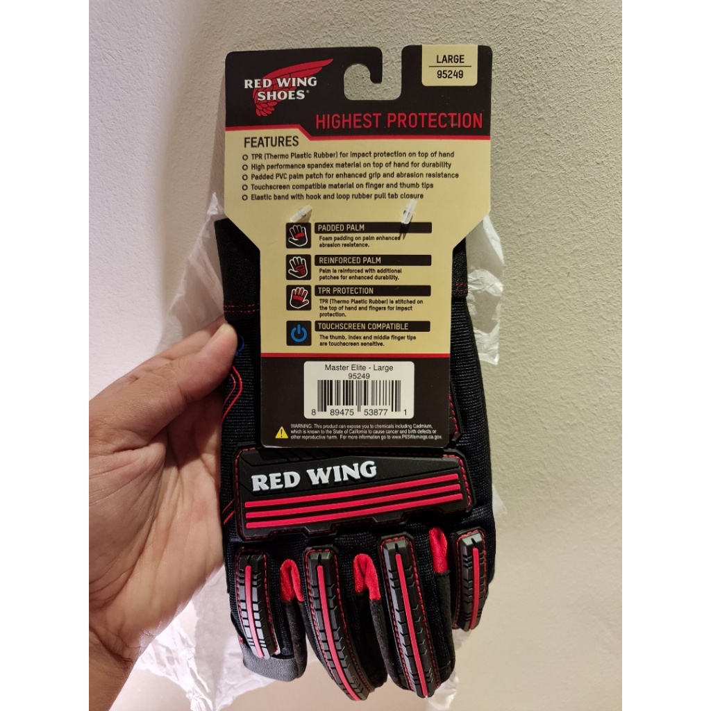 Red Wing Impact Glove Heavy Duty Model 95249 Master Elite 3M Pecos Ear ...
