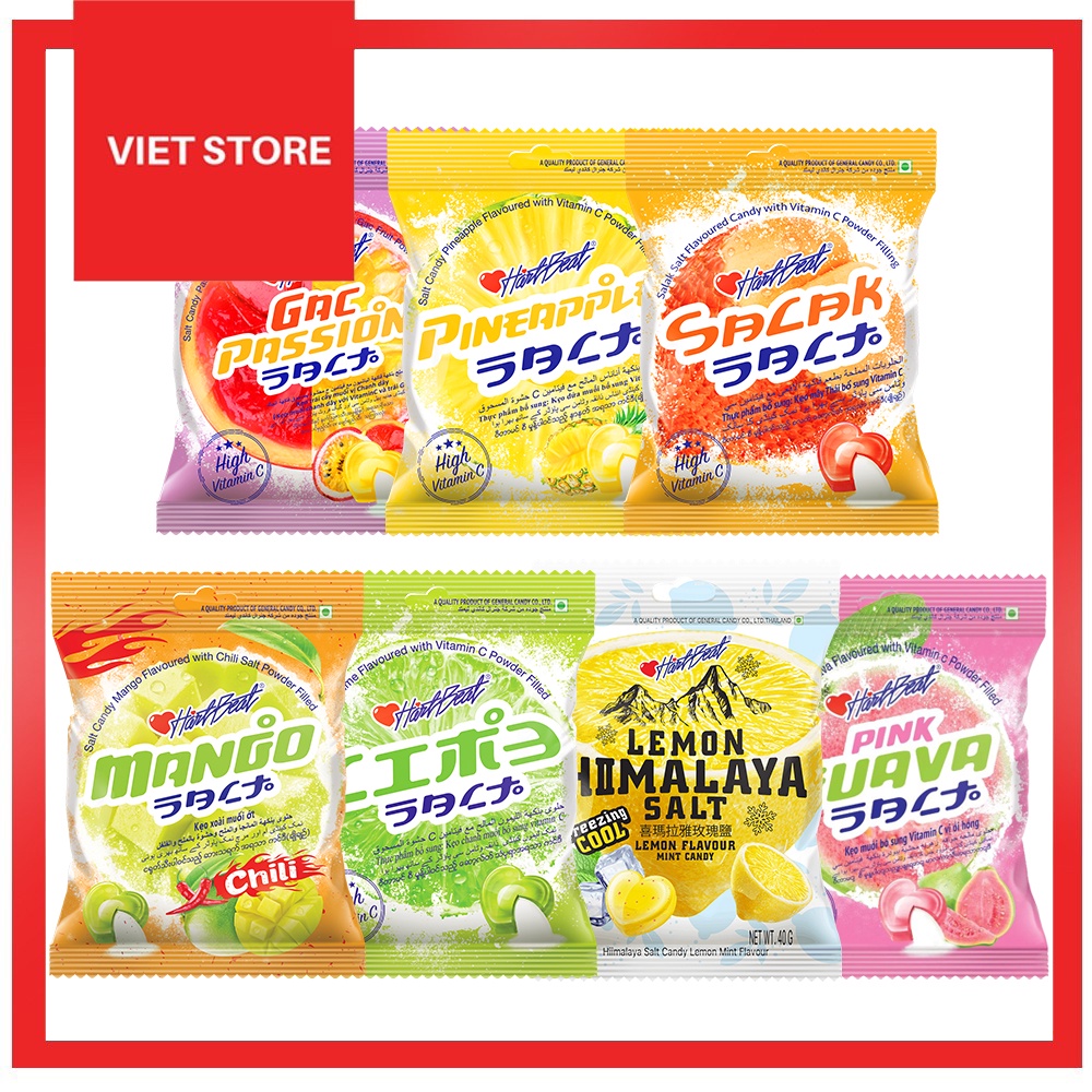 Viet Store HartBeat Salt Candy with Vitamin C 120grams (Pouch) World ...
