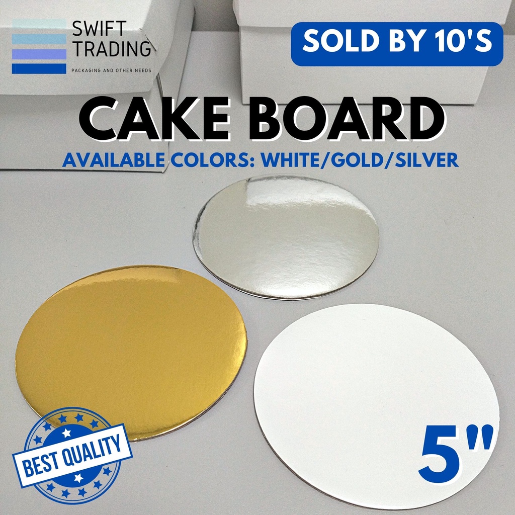 (10pcs) Cake Board Round - 5inches [ Gold / Silver / White ] High ...