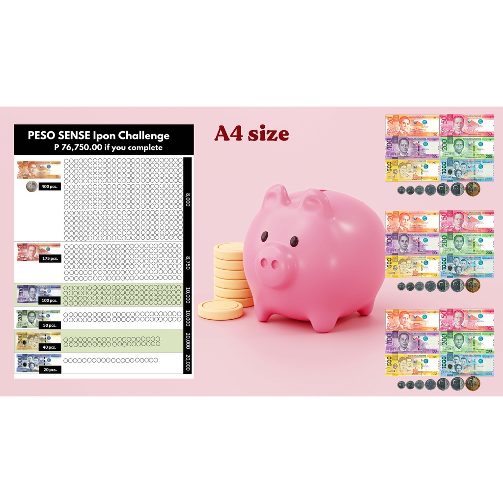 Peso Sense Ipon Challenge Laminated A4 Chart | Shopee Philippines