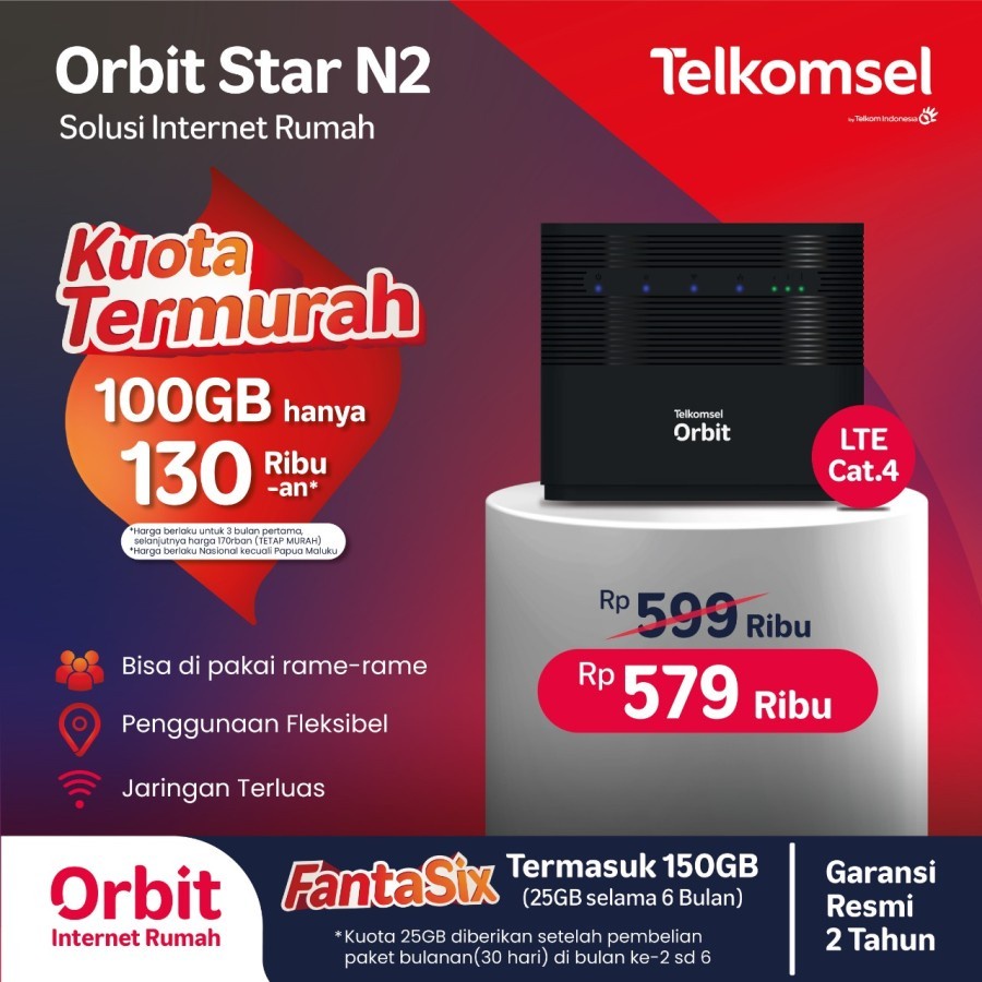 Telkomsel Orbit Star N2 Modem Wifi Router HKM128 Plus Prime 150gb ...