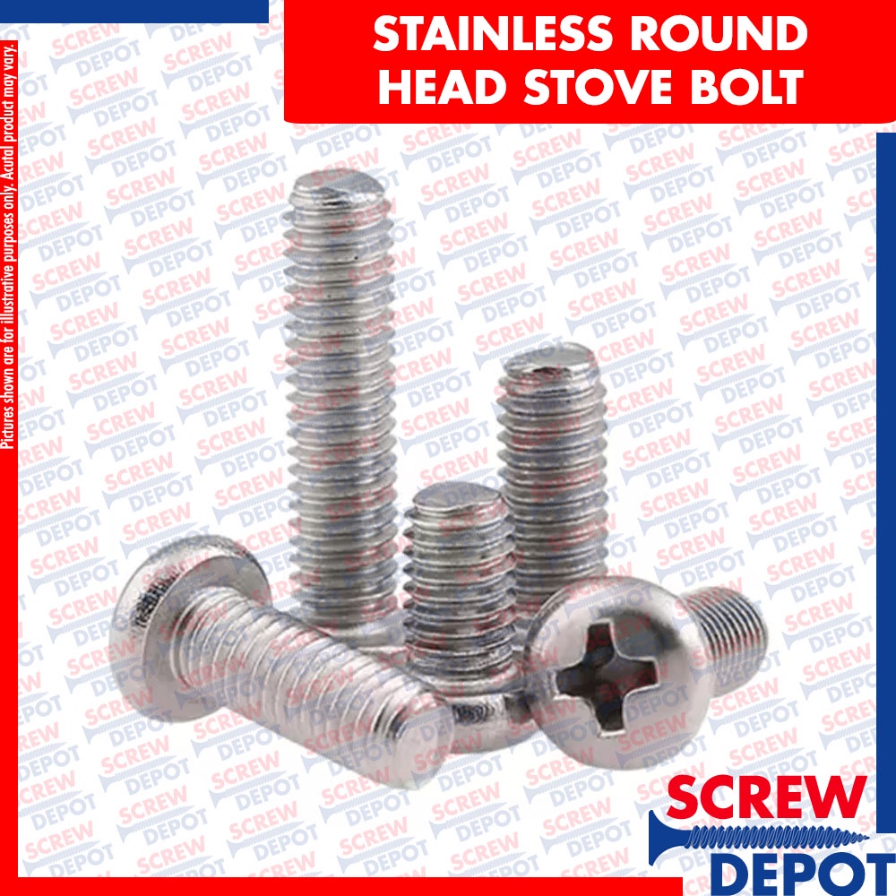 10PCS M8 ( 8mm ) STAINLESS JP Stove Bolt / SS Roundhead Bolt / SUS ...