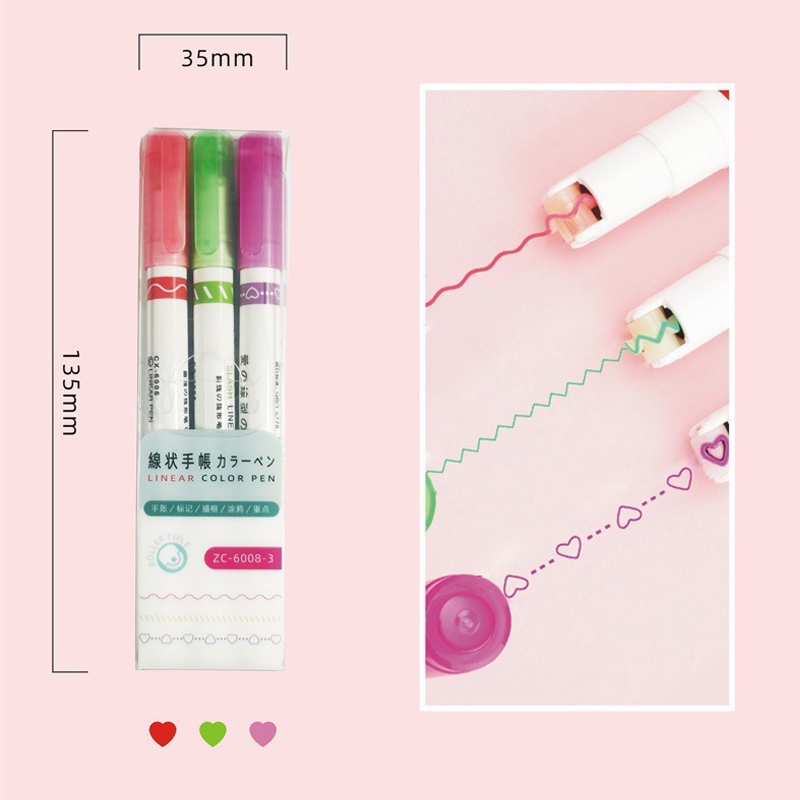 Linear pen Drawing wavy line pen Color highlighter account pen Border ...