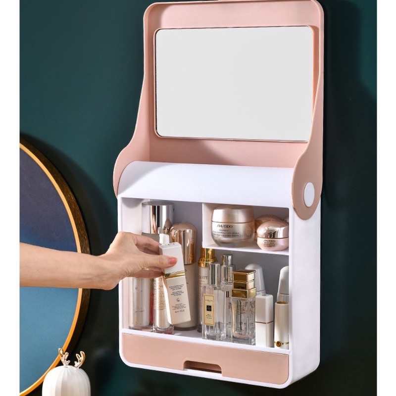 FLY Cosmetics Storage Box With Mirror Integrated Large-Capacity ...