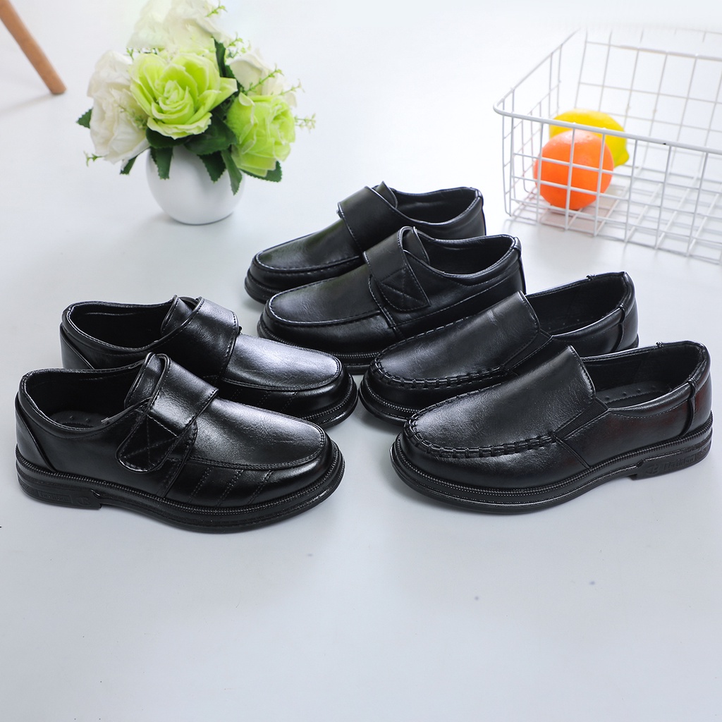 Future seeds Black shoes for kids boy PU leather school shoes for kids ...