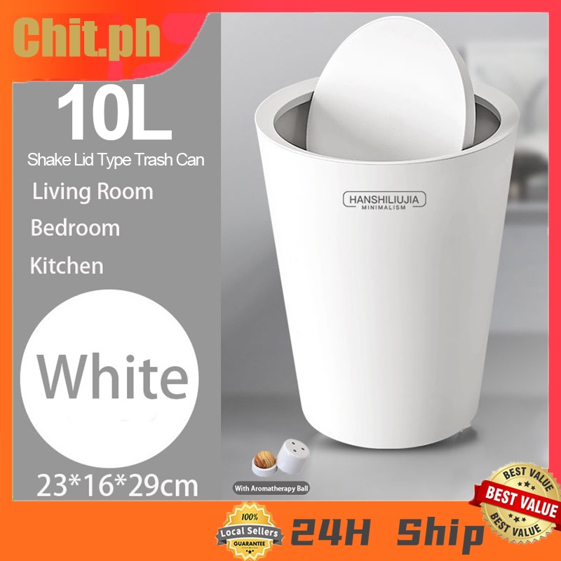 CHIT 10L Kitchen and Bathroom Trash Bin COD Nordic Style Shake Lid ...